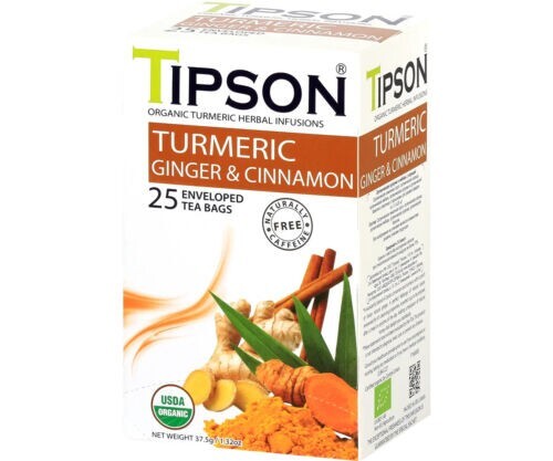 Tipson Pure Ceylon Organic Natural Herbal Turmeric Ginger & Cinnamon 25 Tea Bags | eBay
