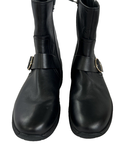 MBT Women's Magee Mid Boot 39 8-8.5 Black Leather Nappa Zip Buckle ...