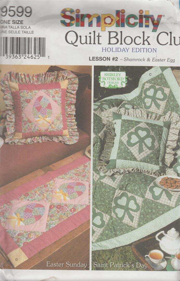 9599 SIMPLICITY QUILT BLOCK CLUB SHAMROCK & EASTER EGG | eBay