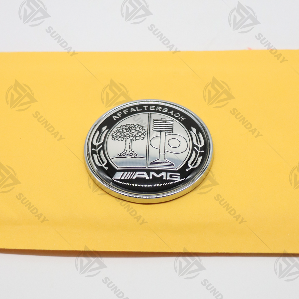Affalterbach Front Hood 3D Apple Tree Badge For AMG Emblem CHROME BLACK ...