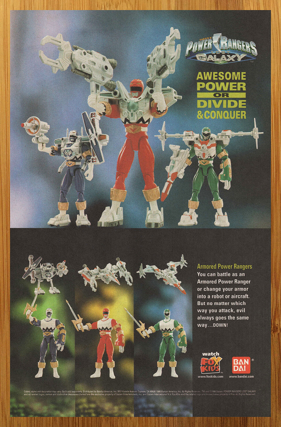 1999 Power Rangers Galaxy Action Figures Vintage Print Ad/Poster ...