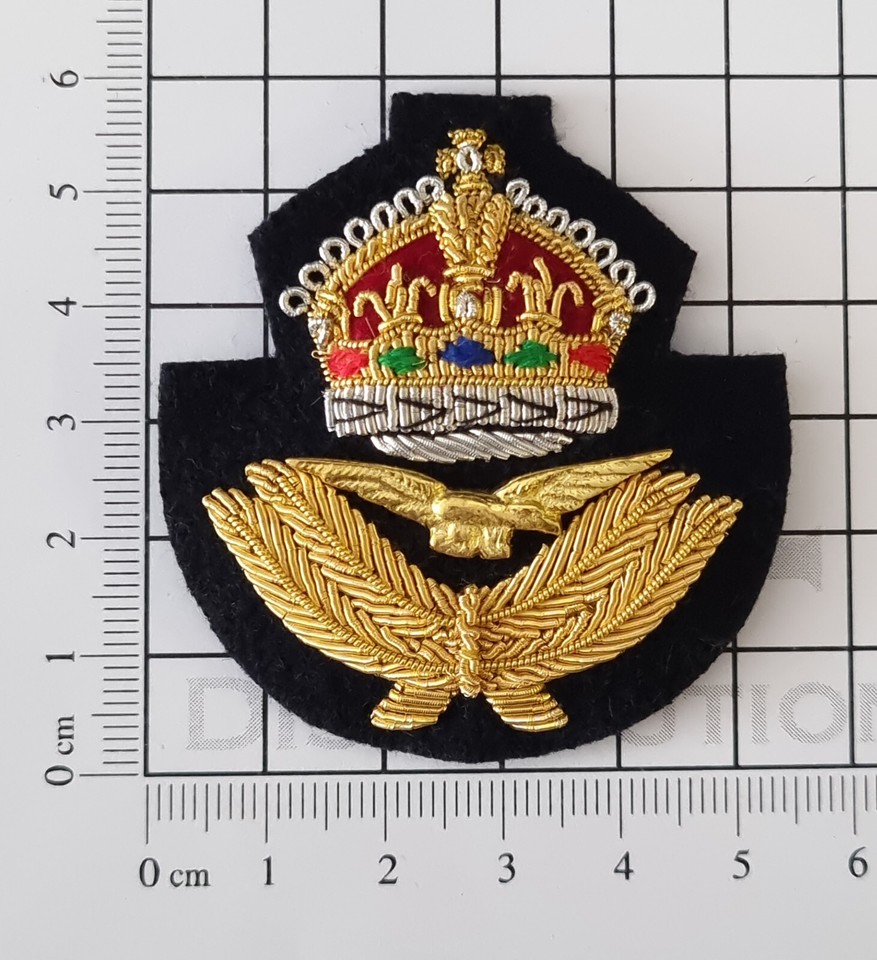 RAF Officers Beret Badge - Kings / Tudor Crown - Wire Embroided Royal ...
