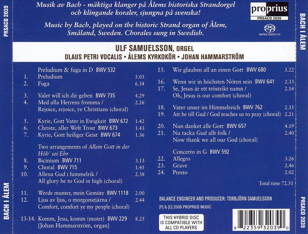ULF SAMUELSSON BACH I ÅLEM NEW SUPER AUDIO HYBRID CD 822359320390 | eBay