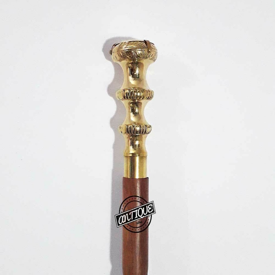 Beautiful Walking Canes For Mother/Women/Girl Shiny Brass Handle Wood ...