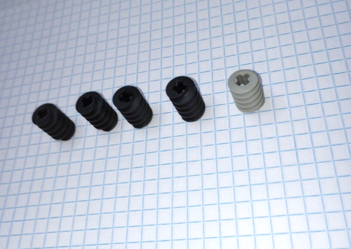 5 Lego Technic Worm Screws 4 black, 1 Light Bluish Gray part number ...
