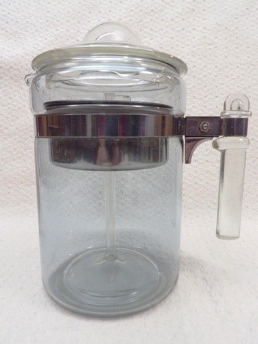 Pyrex Glass 6-9 Cup Coffee Stove Top Percolator Stainless Metal ...