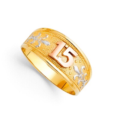 GOLD - 14K Two Tone Gold 15 Years Ring | eBay