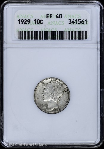 1929 10C Mercury Dime ANACS EF 40 | Soap Box XF | eBay