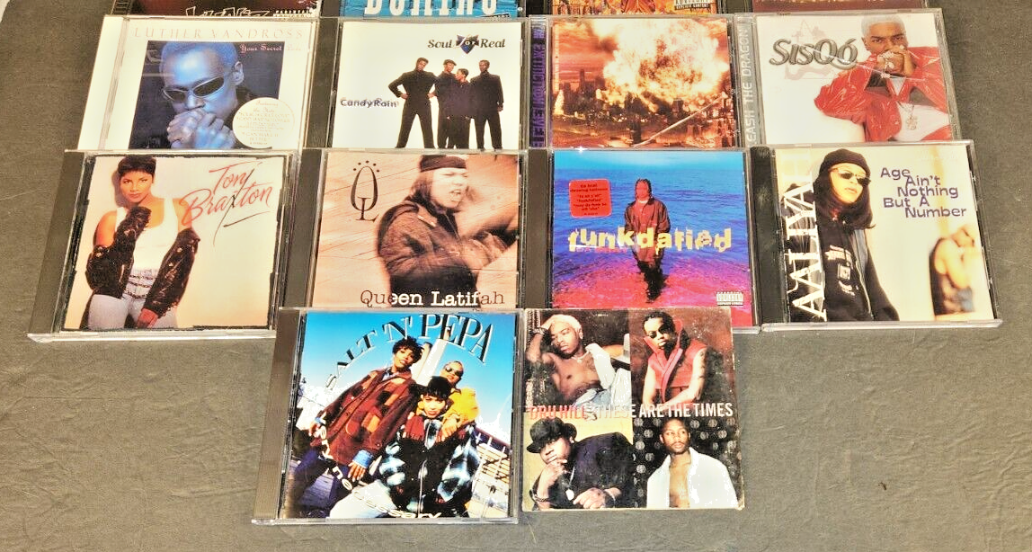 LOT OF 14 VINTAGE HIP-HOP, RAP, MUSIC CDS - AALIYAH, SISQO, LUNIZ ...