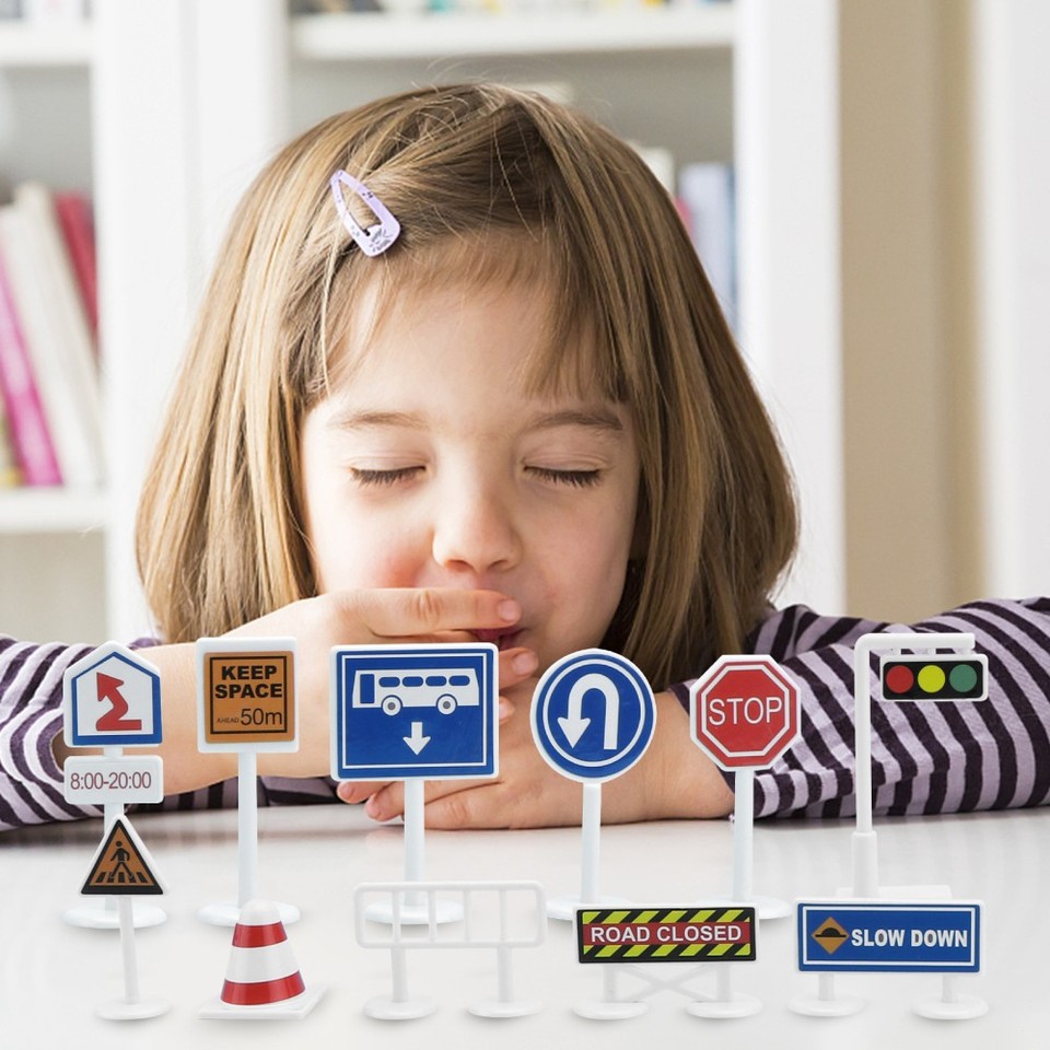 Traffic Barricade Sign Work Kids Toy Construction Signs Barricades ...