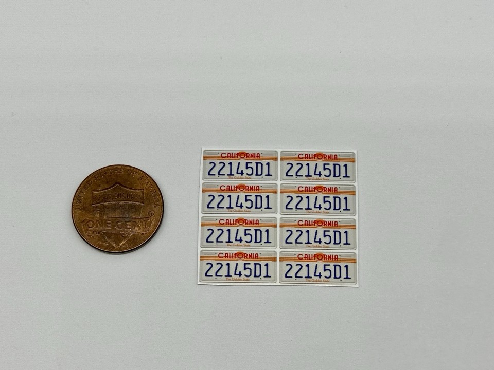 1/18 California Golden State license plate decals for diecast cars (set ...