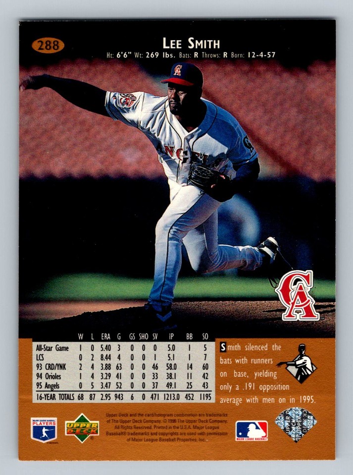 Lee Smith 1996 Upper Deck #288 California Angels Baseball Card | eBay