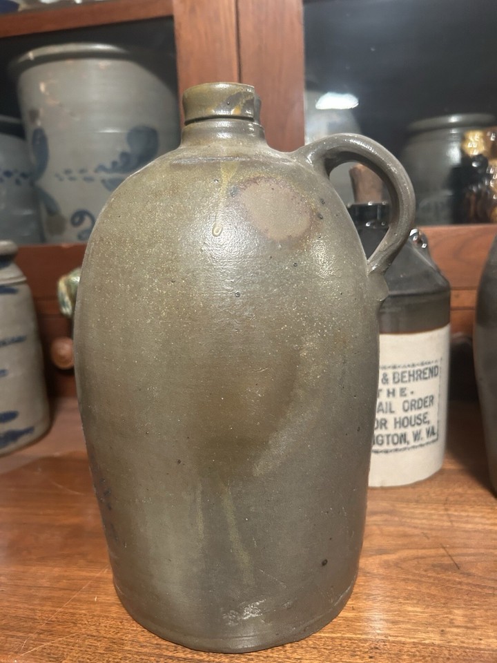 1800s Antique Wheeling W.VA Stoneware Merchant Jug Crock West Virginia ...