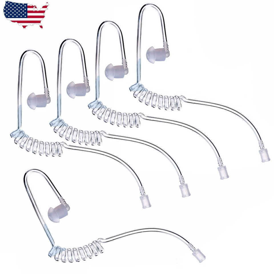 5 Coiled Audio Ear Tubes With Earbud For Motorola Vertex Kenwood Radio ...