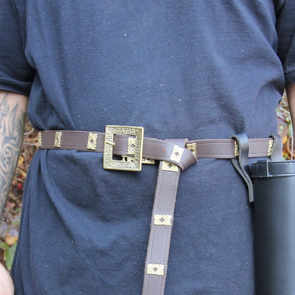 Renaissance Lord Knights Quatrefoil Medieval Handmade Leather Belt with ...