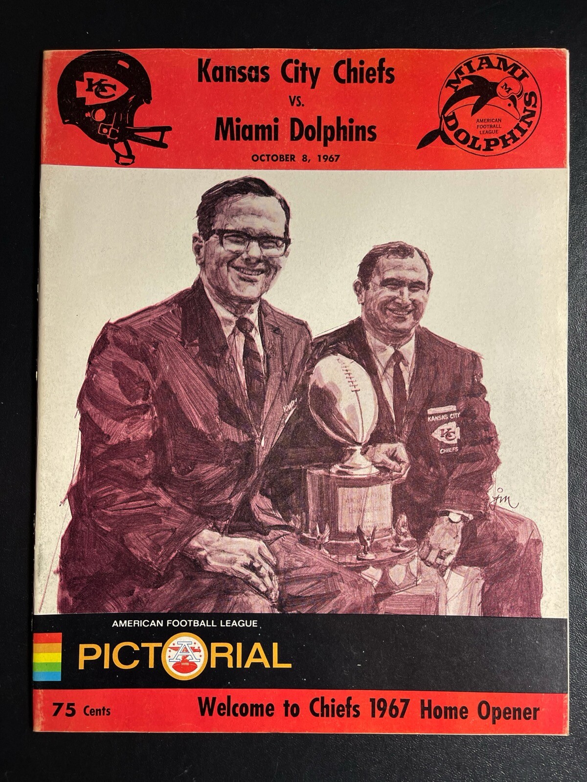 1967 Kansas City Chiefs vs Miami Dolphins AFL Football Program Hank ...