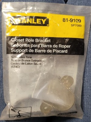 Pair Stanley Closet Pole Brackets 81-9109 Satin Brass Tone Fits 1 ...