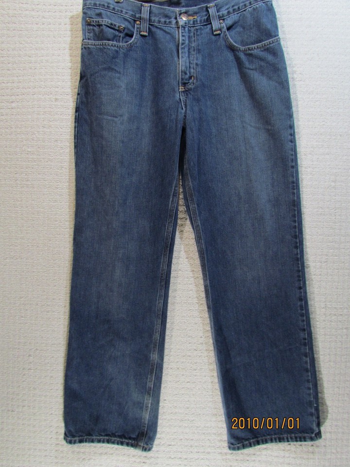 Carhartt Mens 32X28 Jeans Blue Relaxed Fit Straight Workwear Denim ...