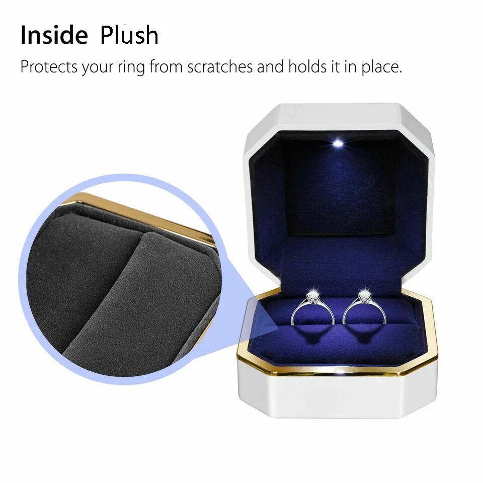 Diamond Ring Box with Led Light Jewelry Box Wedding Proposal Engagement ...