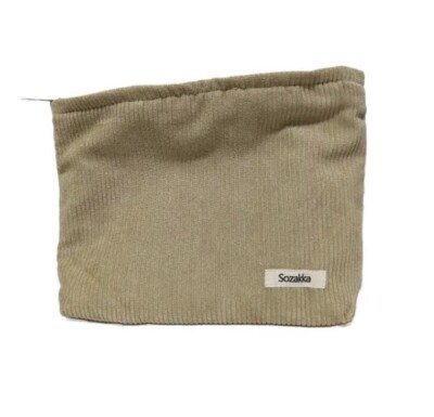 Sozakka Corduroy Cosmetic Bag with Zipper, great travel bag. Large Tan ...