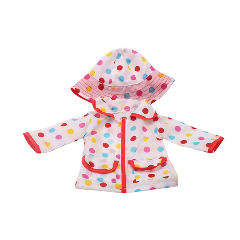 Speckle white Raincoat & hat set made for 18'' American girl doll rain ...