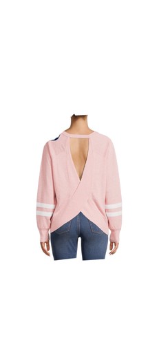 Open Back PINK Sweater Baseball Stripe Style NoBoundaries Juniors NWT ...