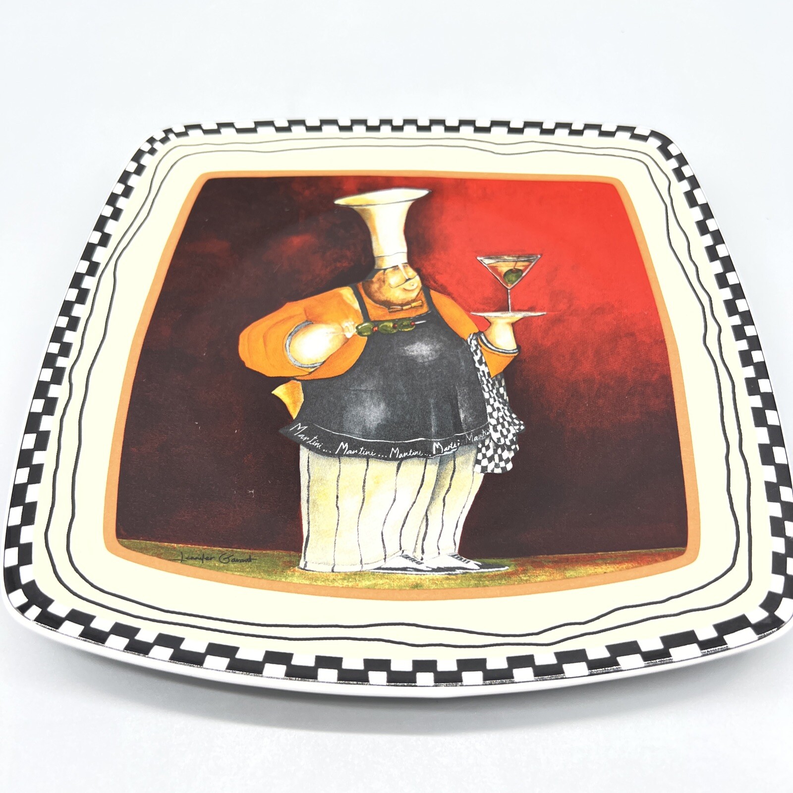Top Shelf Jennifer Garant Fat Happy Chef Square Plate Snack Pizza Salad ...