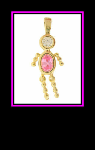 Sterling Silver Vermeil Boy Figure CZ Oct. Birthstone Color Pink ...