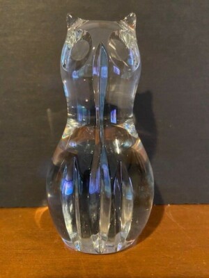 Vintage Spode Clear Cut Crystal Owl Figurine Paperweight 4" Tall Signed ...