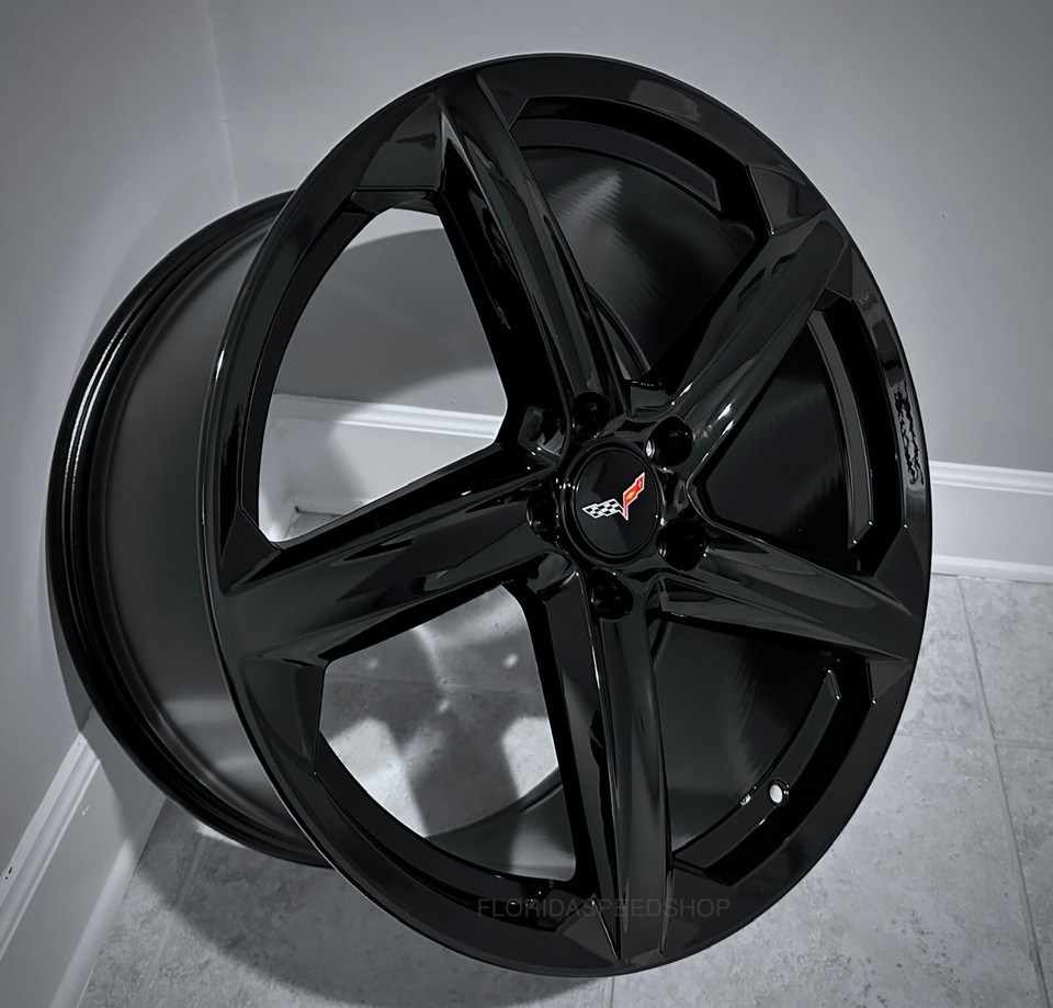 GLOSS BLACK C8 Z06 CORVETTE WHEELS 18/19" FITS: 2005-2013 C6 BASE/Z51 ...