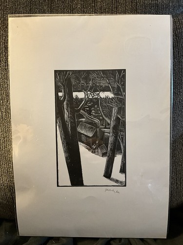 Michael McCurdy Woodcut Print Thoreau Standing Outside Cabin Signed | eBay