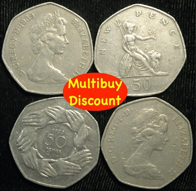 Fifty Pence 50p 1969 - 1983 Large Size Circulated Choose Your Date ...