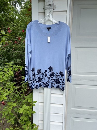 NWT Talbots Pretty Blues Floral Scalloped Neck & Hems Lightweight ...