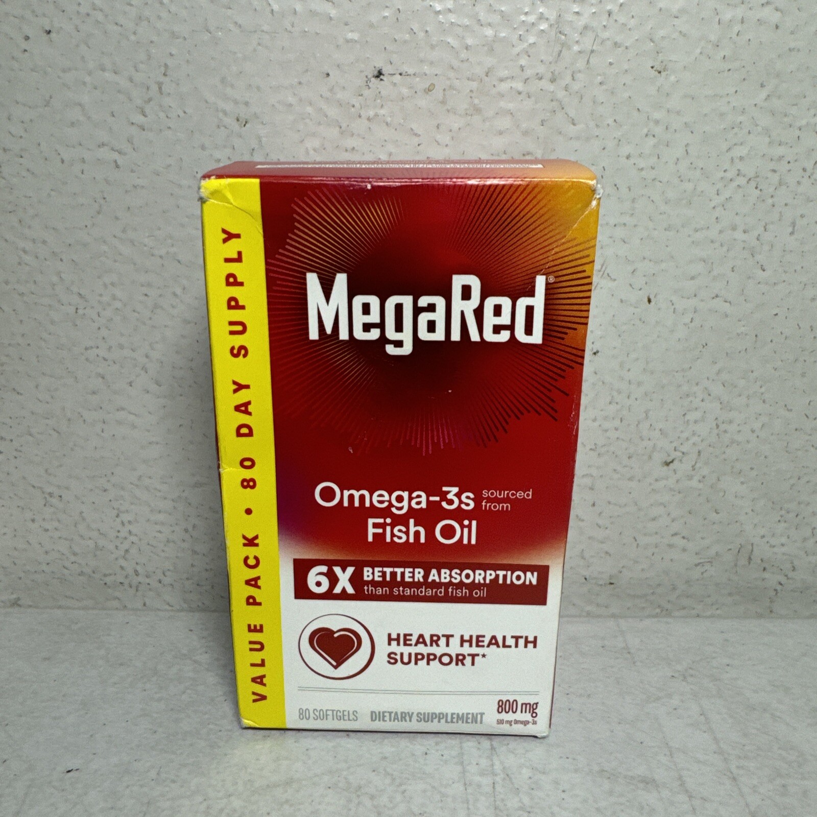 (1 Ct.) MegaRed - Omega-3s Fish Oil - 800mg - 80 Softgel - EXP 03/2025 ...