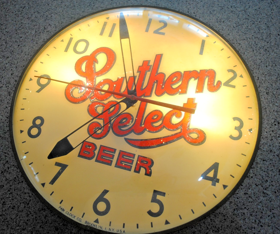 Southern Select Beer vintage electric lighted wall clock, RARE, WORKS ...
