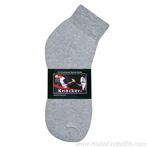 4 Pairs Knocker Ankle Full Cushioned Sports Socks Unisex Quarter Plain ...