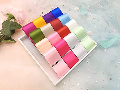 1 1/2" Single Face Satin Ribbon Fabric Bulk Ribbon for Gift Wrapping ...