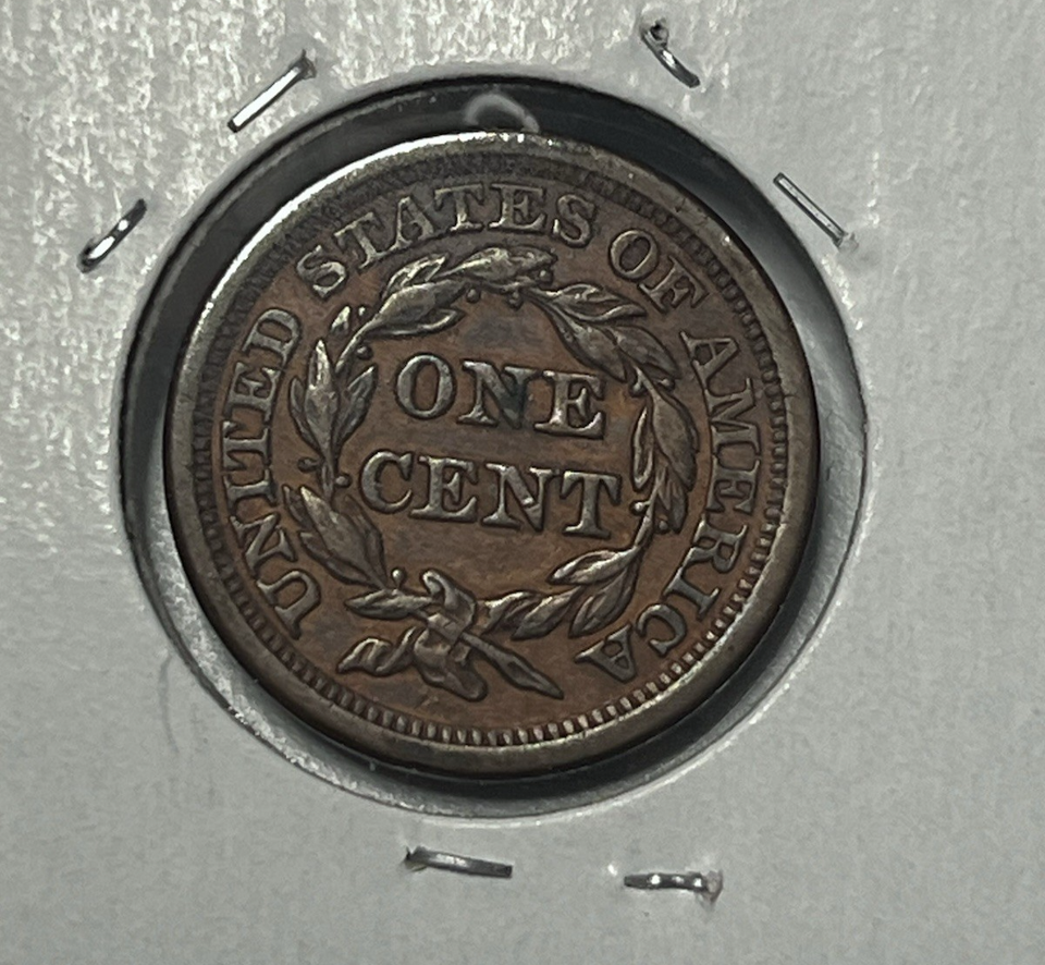 1856 1¢ One Cent Penny Large Liberty Head Braided Hair Slanted 5 ...