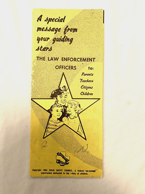 Vintage 1964 Police Safety Service Flyer / Pamphlet - Stranger Danger ...