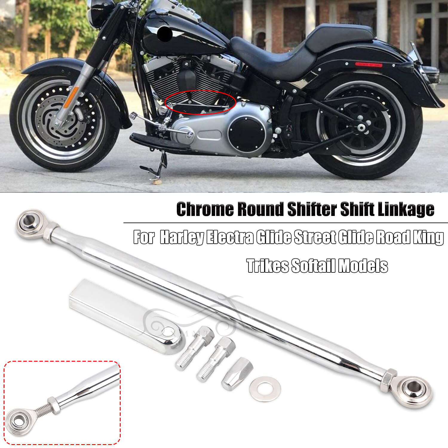 Chrome Round Shift Linkage Shifter For Harley Electra Road Glide Fatboy ...