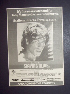 Staying Alive (John Travolta, Stallone) 1983 Small Poster Type Movie Ad ...