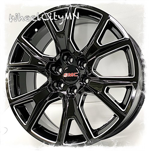 22" gloss black milled OE replica 84799387 wheels fits 2023 Denali AT4 ...
