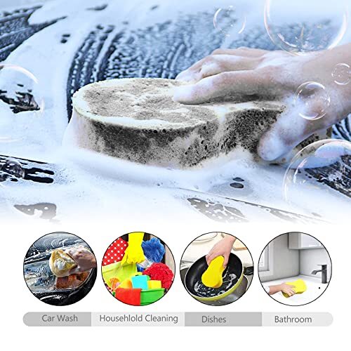 5 Pcs Car Wash Sponge High Density Waxing Wiping Car Sponge Thick Foam ...