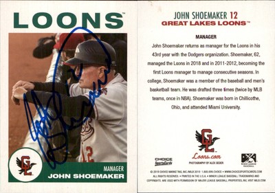 John Shoemaker Signed 2019 Choice Great Lakes Loons RC *Autograph Den ...