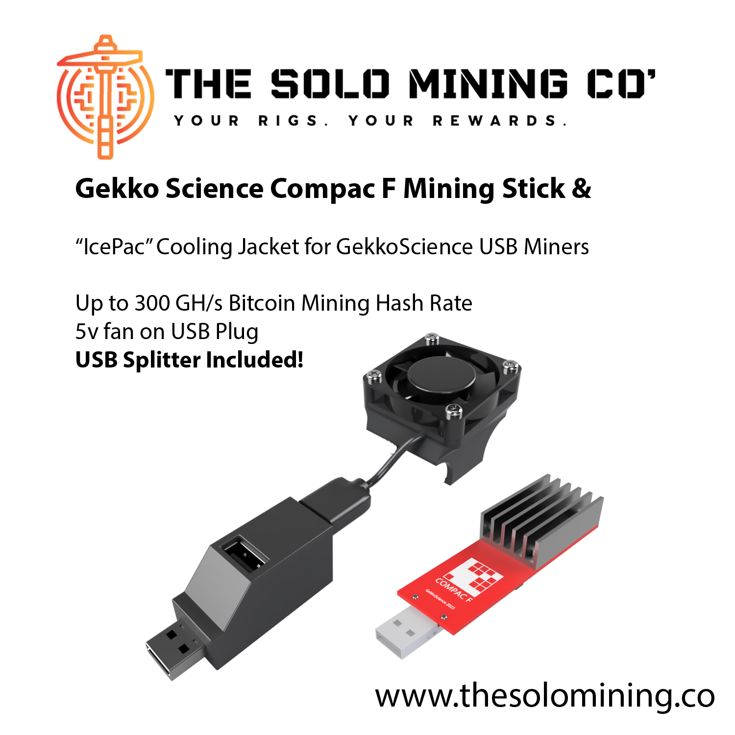GekkoScience Compac F Bitcoin Miner USB Stick +"IcePac" & USB Splitter ...