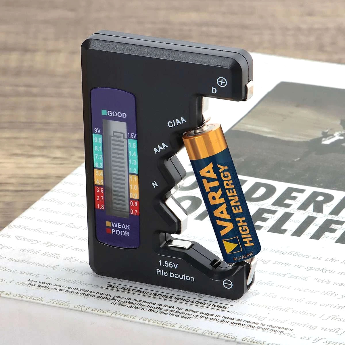 Digital LCD Battery Tester Universal Volt Checker AAA AA C D 9V ...