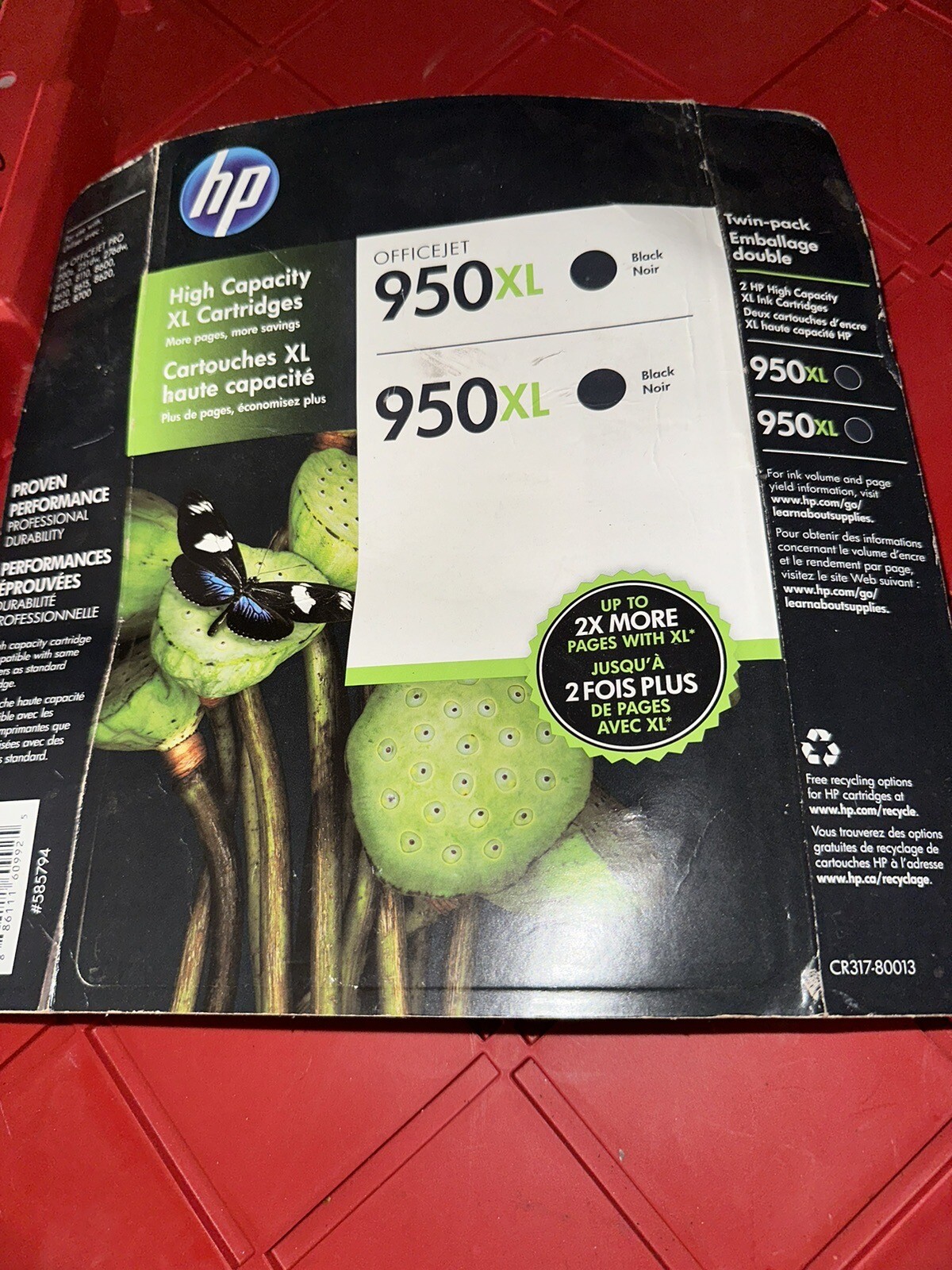 2 Genuine Factory Sealed HP 950XL Black Ink Cartridges in a DUAL PACK ...