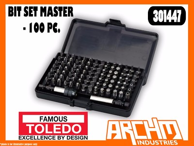 TOLEDO 301447 BIT SET MASTER - 100 PC SCREW HEAD COMBINATIONS 1/4 ...