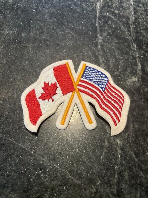U.S. Canada Flag Embroidered Iron On Patch 4” Vtg Felt 70s 80s | eBay