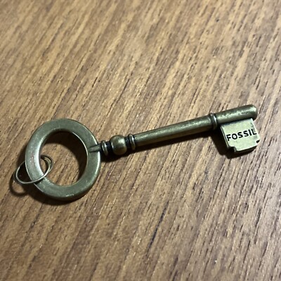 Vintage Fossil Key Charm Gold Brass For Bag Hang Tag Purse Skeleton Key ...